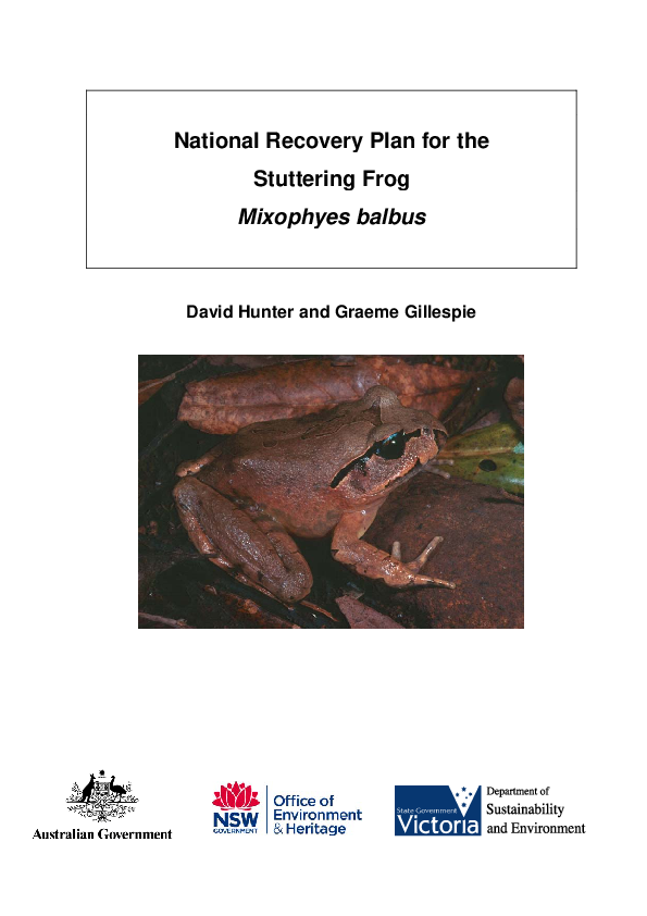 (PDF) National Recovery Plan for the Stuttering Frog Mixophyes balbus ...