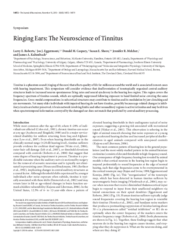 (PDF) Ringing ears: the neuroscience of tinnitus