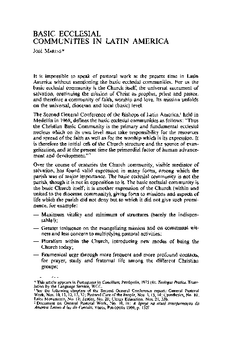 (PDF) Basic Ecclesial Communities in Latin America