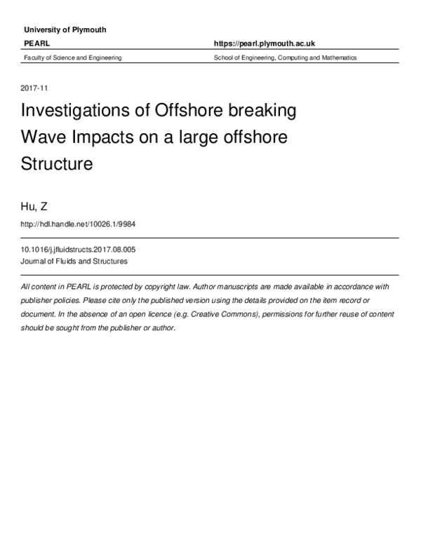 (PDF) Investigations of offshore breaking wave impacts on a large ...