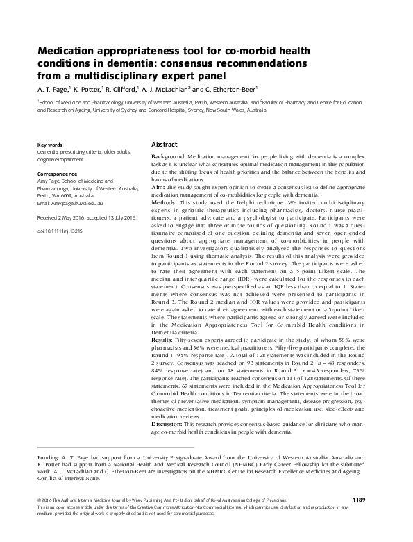 (PDF) Medication Appropriateness Tool for Comorbid Health conditions in ...