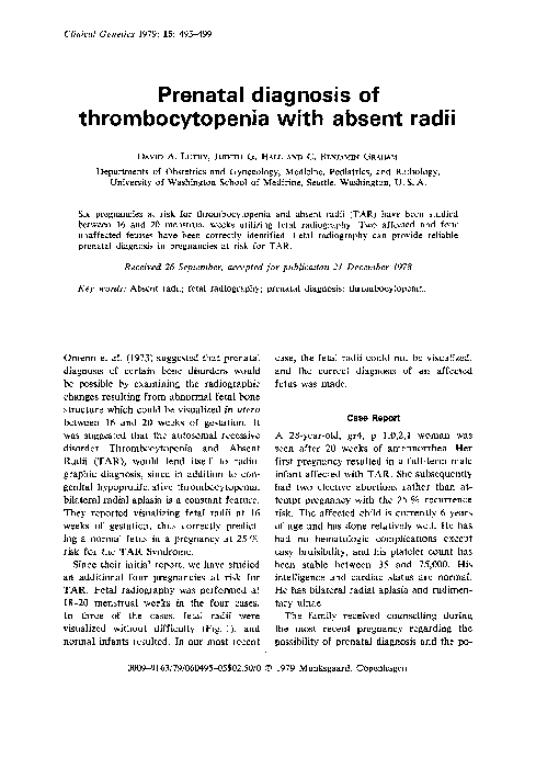 (PDF) Prenatal diagnosis of thrombocytopenia with absent radii