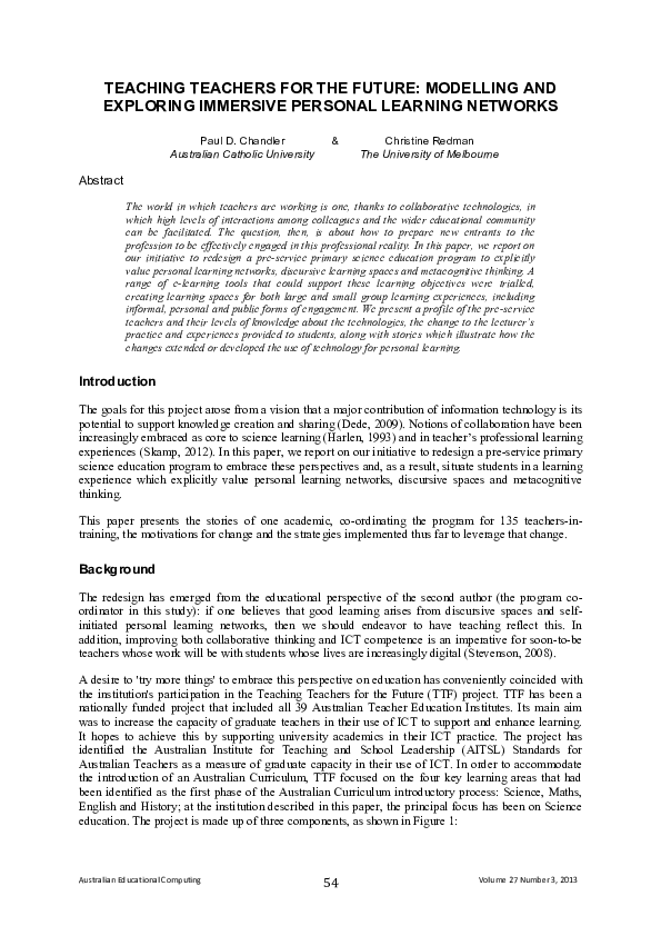 (PDF) Teaching teachers for the future: modelling and exploring ...