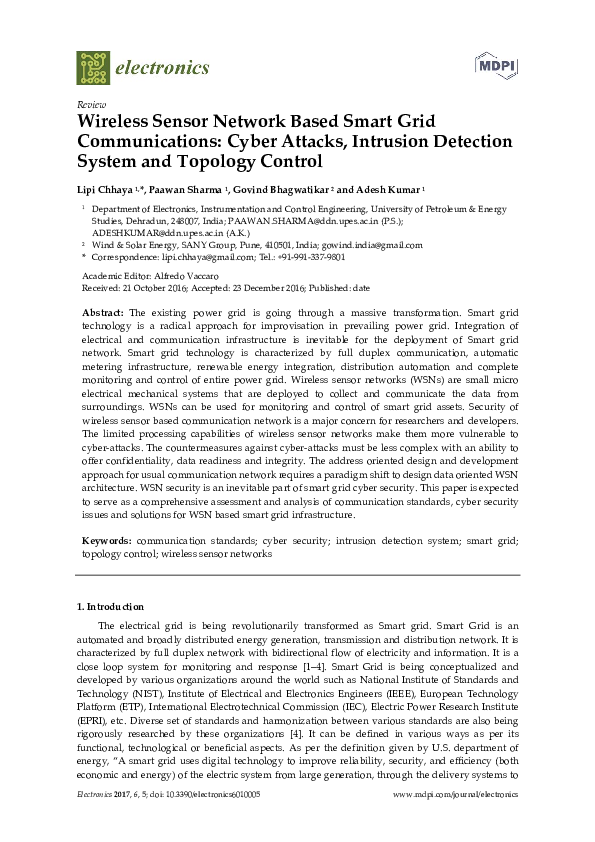 Pdf Wireless Sensor Network Based Smart Grid Communications Cyber Attacks Intrusion