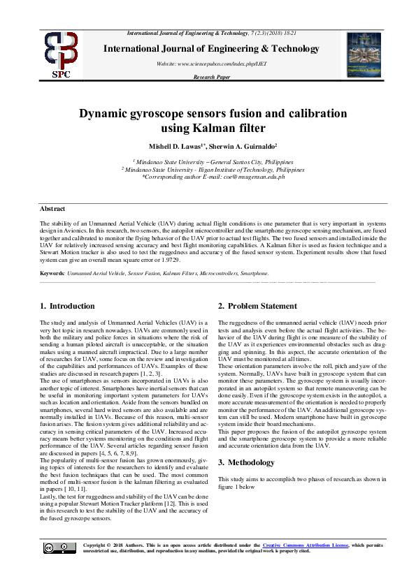 Pdf Dynamic Gyroscope Sensors Fusion And Calibration Using Kalman Filter