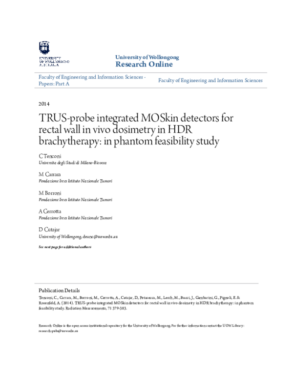 (PDF) TRUS-probe integrated MOSkin detectors for rectal wall in vivo ...
