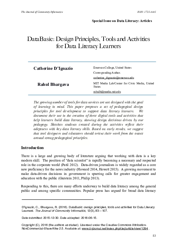 (PDF) DataBasic: Design Principles, Tools and Activities for Data ...