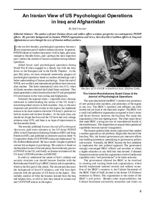 (PDF) An Iranian View of US Psychological Operations in Iraq and ...