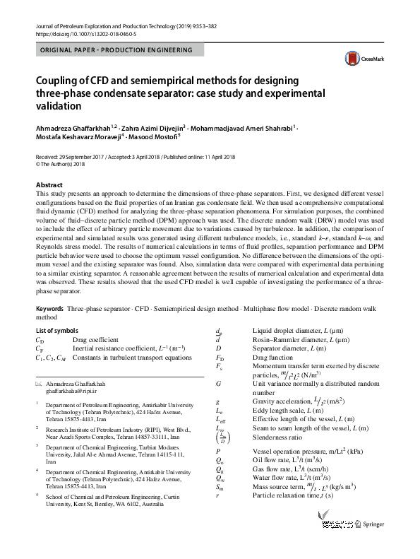 (PDF) Coupling of CFD and semiempirical methods for designing three-phase condensate separator ...