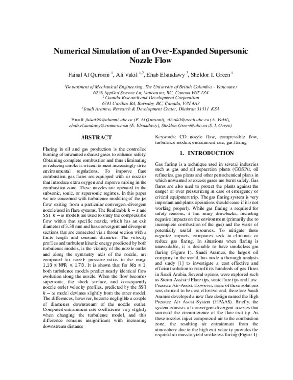 (PDF) Numerical Simulation Of An Over-Expanded Supersonic Nozzle Flow