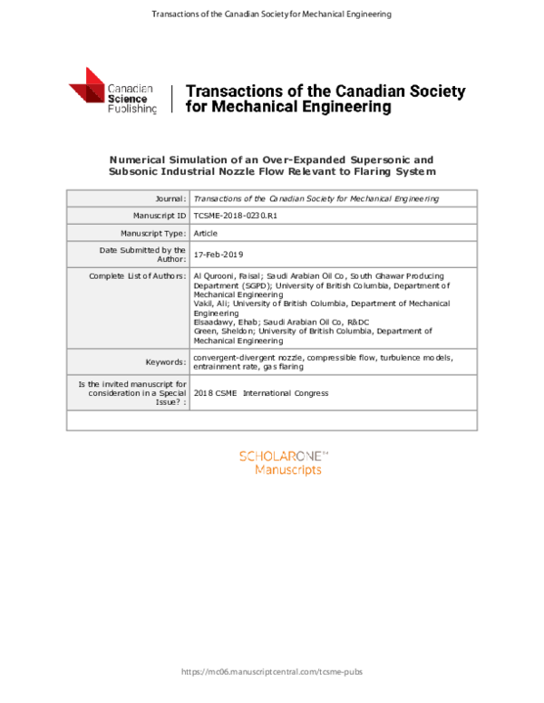 (PDF) Numerical Simulation of an Over-Expanded Supersonic and Subsonic ...