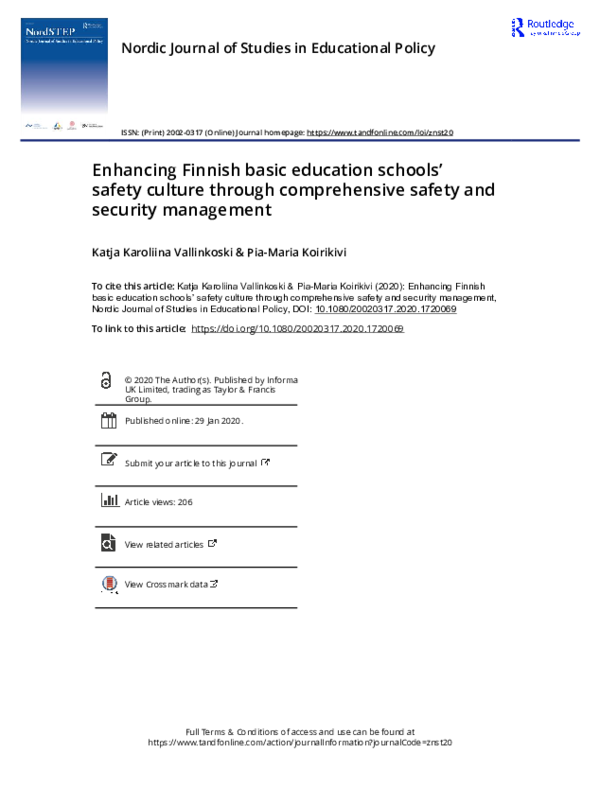 (PDF) Enhancing Finnish basic education schools’ safety culture through ...
