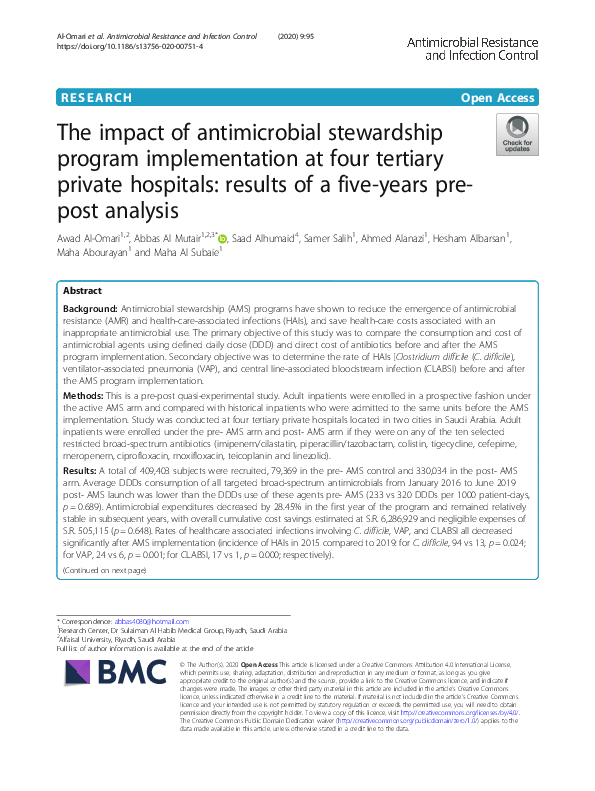 (PDF) Antimicrobial Stewardship: Five-Year Outcomes