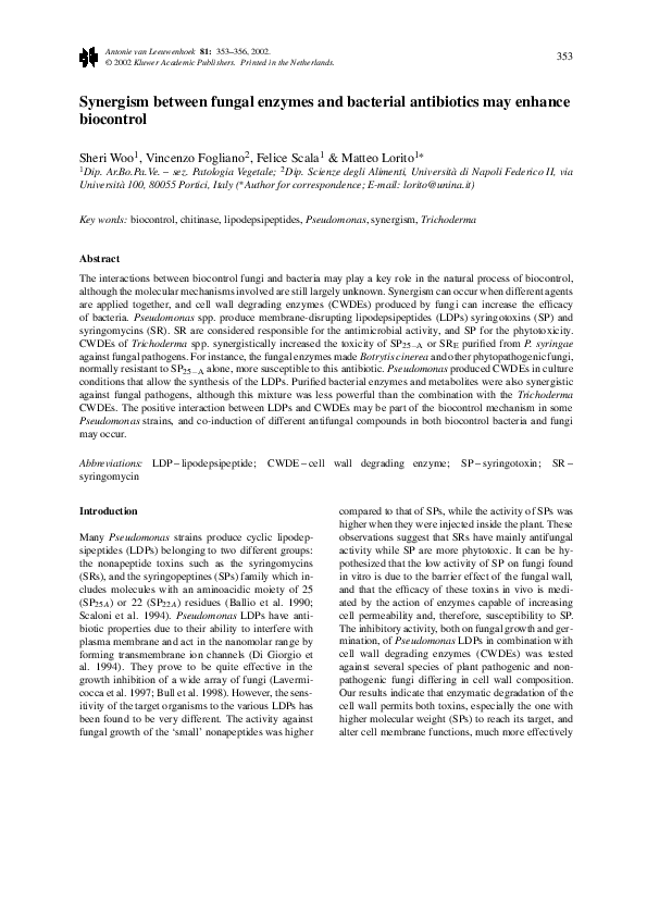 (PDF) Synergism between fungal enzymes and bacterial antibiotics may ...