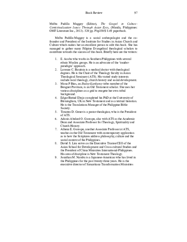 (PDF) Teresa Chai (Book review) - Melba Padilla Maggay (Editor), The ...