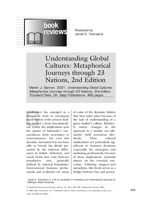 (PDF) Martin J. Gannon. 2001.Understanding Global Cultures ...