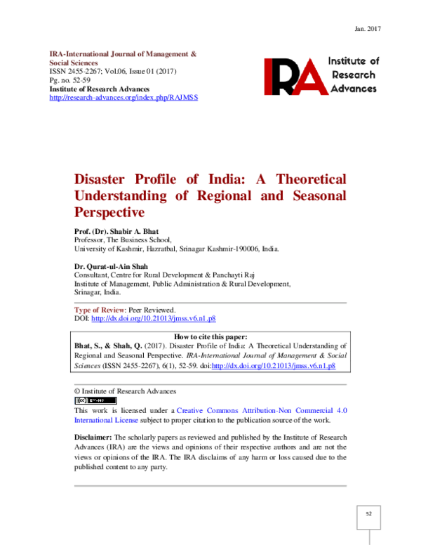 (PDF) Disaster Profile of India: A Theoretical Understanding of ...
