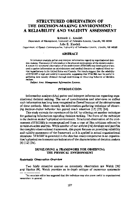 (PDF) Structured Observation of the Decision-Making Environment: A Reliability and Validity ...