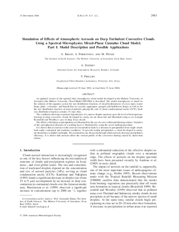 (PDF) Simulation of Effects of Atmospheric Aerosols on Deep Turbulent Convective Clouds Using a ...