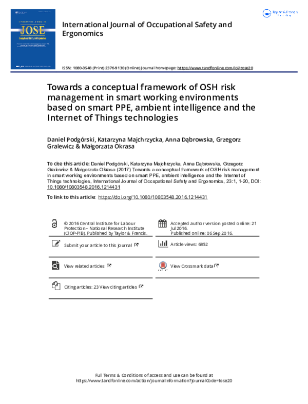 (PDF) Towards a conceptual framework of OSH risk management in Smart ...