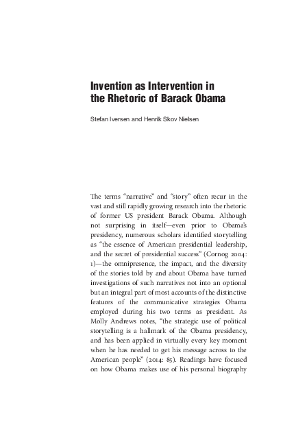 (PDF) Invention as intervention in the Rhetoric of Barack Obama