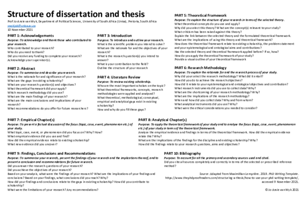 (PDF) Structure of dissertation and thesis