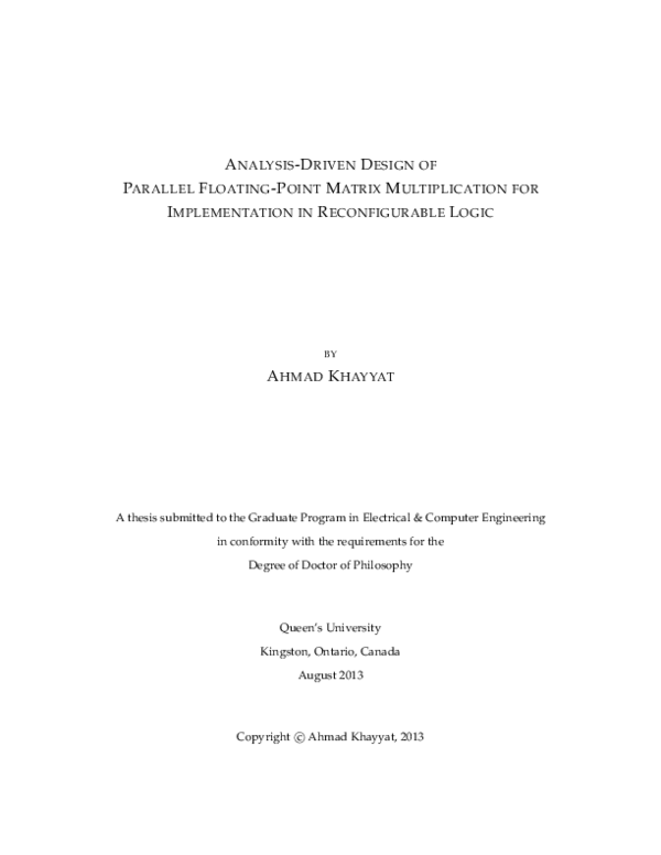 Pdf Analysis Driven Design Of Parallel Floating Point Matrix Multiplication For Implementation