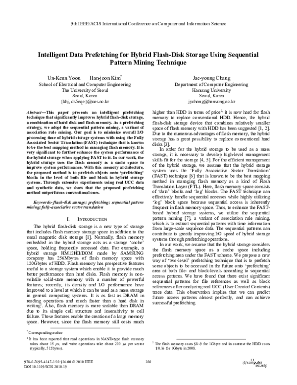 Pdf Intelligent Data Prefetching For Hybrid Flash Disk Storage Using Sequential Pattern Mining