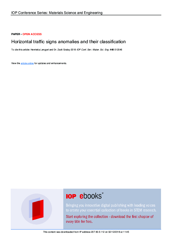 (PDF) Horizontal traffic signs anomalies and their classification