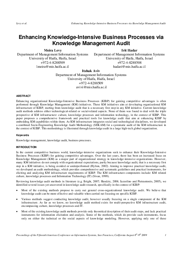 (PDF) Enhancing Knowledge Intensive Business Processes via Knowledge ...