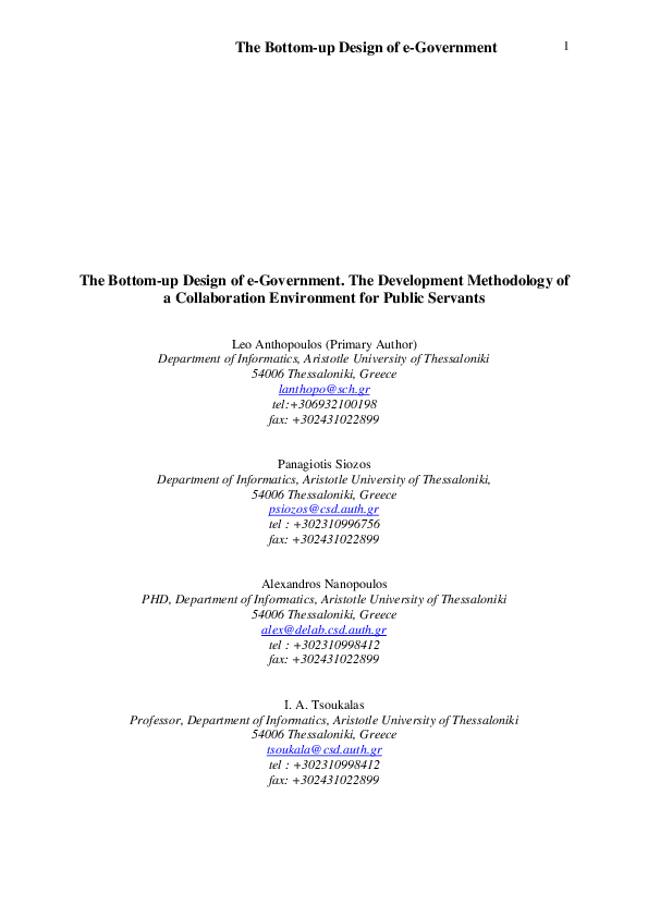 (PDF) The Bottom-up Design of e-Government The Bottom-up Design of e ...