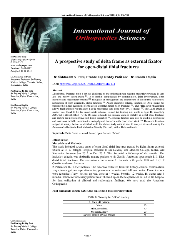 (PDF) A prospective study of delta frame as external fixator for open ...