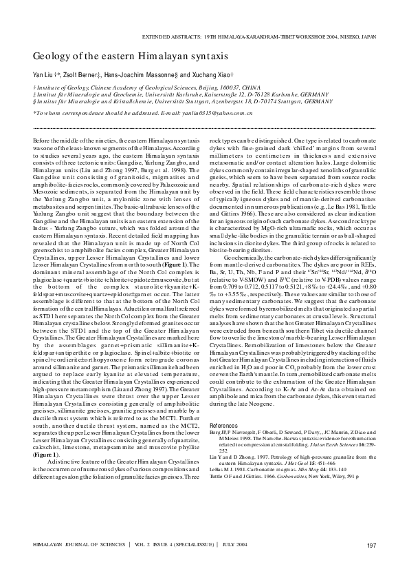 Geology of the eastern Himalayan syntaxis