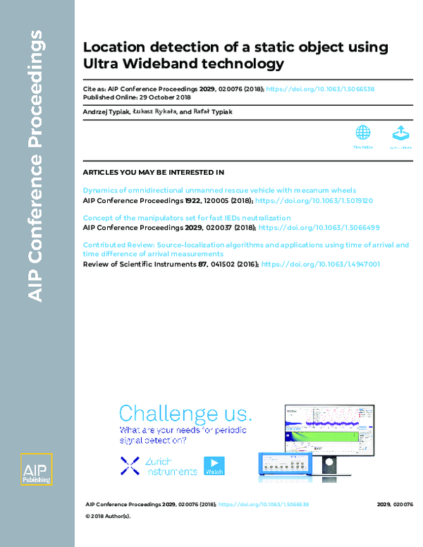 (PDF) Location detection of a static object using Ultra Wideband technology