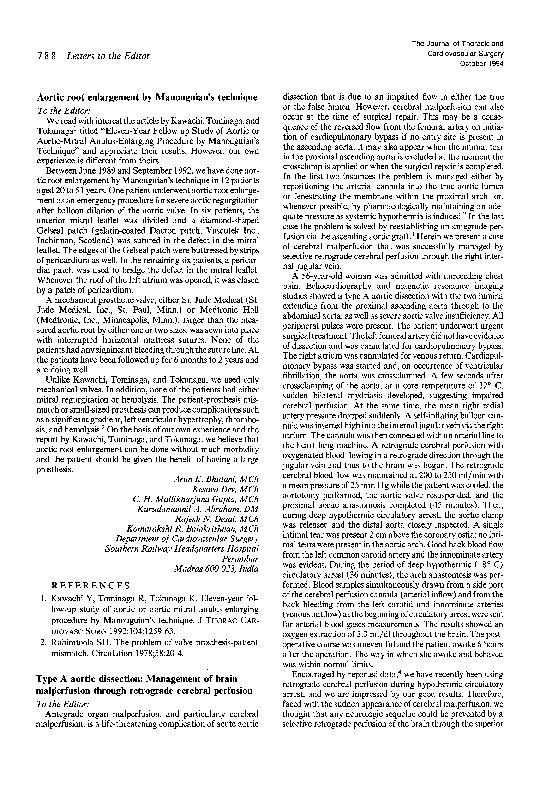 (PDF) Aortic root enlargement by Manouguian's technique | Kesava Dev ...
