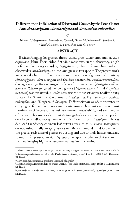 (PDF) Differentiation in Selection of Dicots and Grasses by the Leaf ...