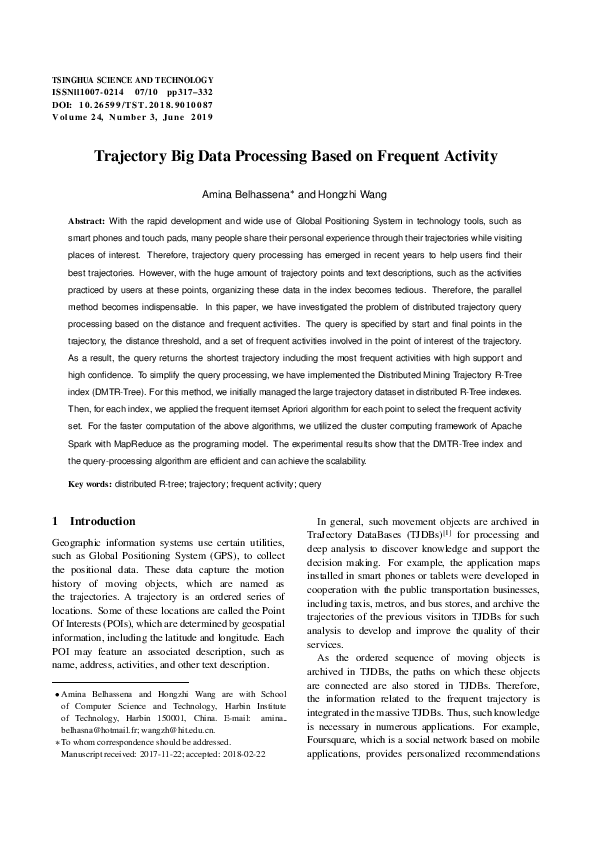 (PDF) Trajectory big data processing based on frequent activity