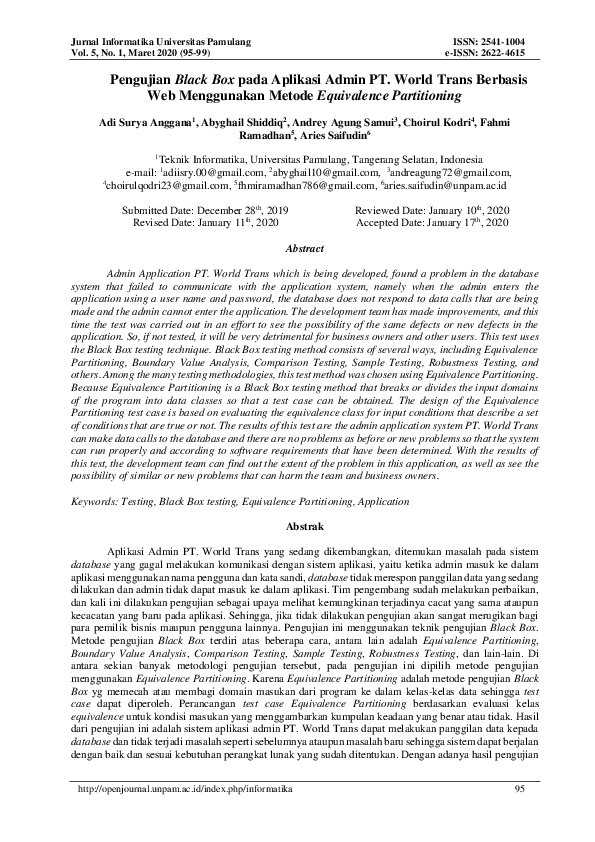 (PDF) Pengujian Black Box pada Aplikasi Admin PT. World Trans Berbasis Web Menggunakan Metode ...