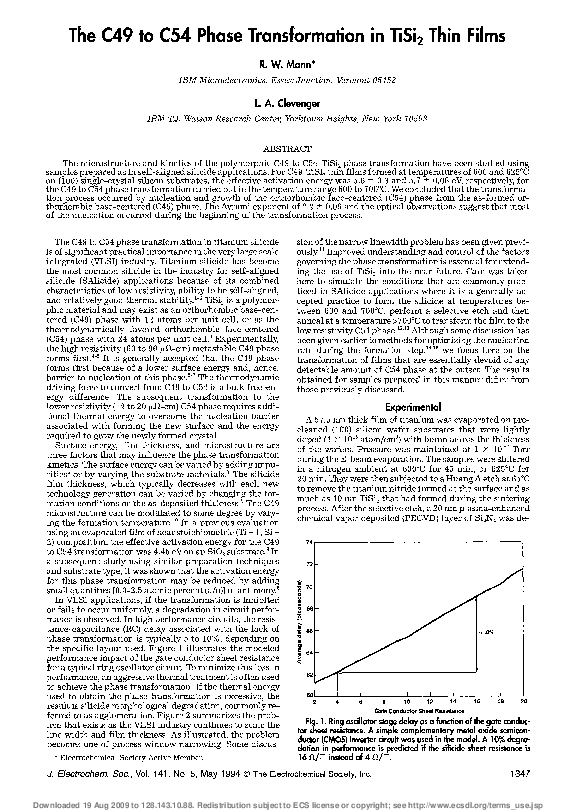 (PDF) The C49 to C54 Phase Transformation in TiSi[sub 2] Thin Films