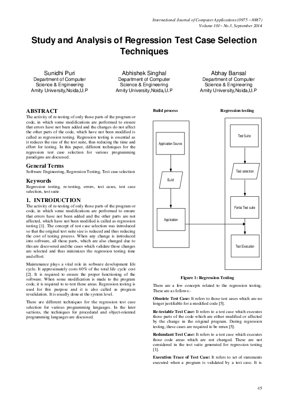 (PDF) Study and Analysis of Regression Test Case Selection Techniques