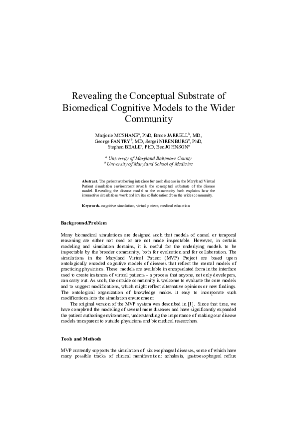 (PDF) Revealing the conceptual substrate of biomedical cognitive models to the wider community