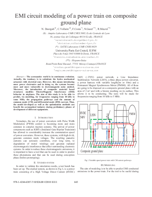 (PDF) EMI circuit modeling of a power train on composite ground plane