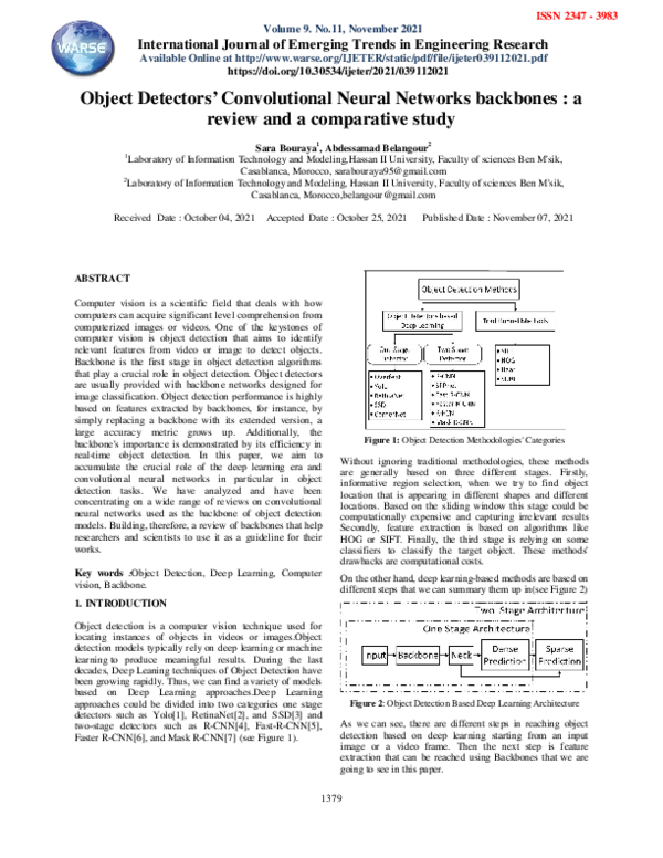 (PDF) Object Detectors' Convolutional Neural Networks backbones : a review and a comparative study