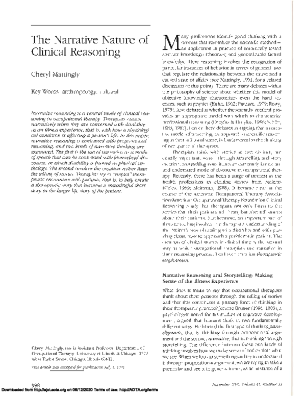 (PDF) The Narrative Nature of Clinical Reasoning