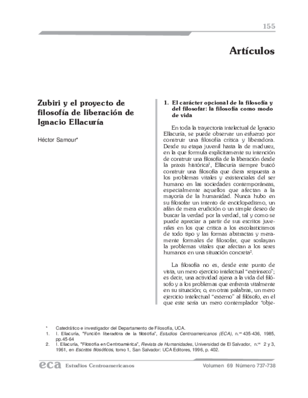 (PDF) Zubiri y el proyecto de filosofía de liberación de Ignacio Ellacuría