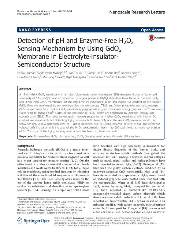 (PDF) Detection of pH and Enzyme-Free H2O2 Sensing Mechanism by Using ...