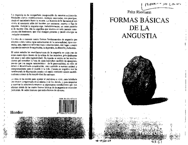 (PDF) FORMAS BASICAS DE LA ANGUSTIA Fritz Riemann