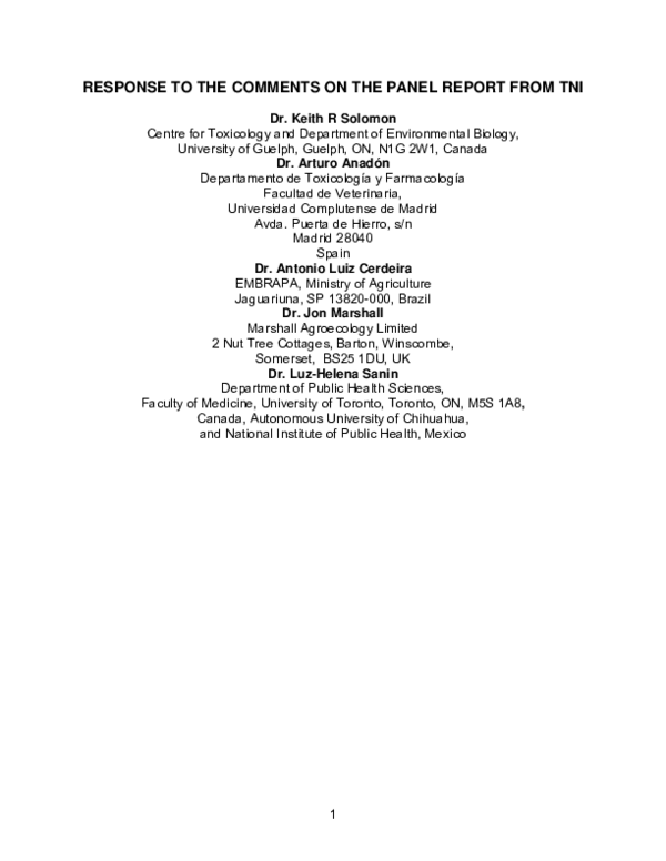 (PDF) Response to the Comments on the Panel Report from Tni | Luz ...