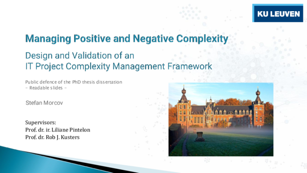 (PDF) Managing positive and negative complexity - PhD public defence presentation - long version