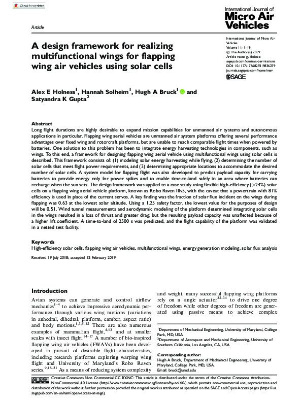 (PDF) A design framework for realizing multifunctional wings for ...